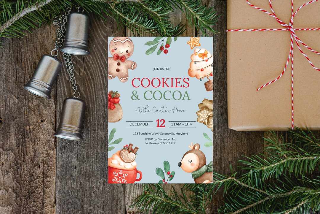 Cookies and Cocoa Invitation | Christmas Cookies Invite | Kids ...