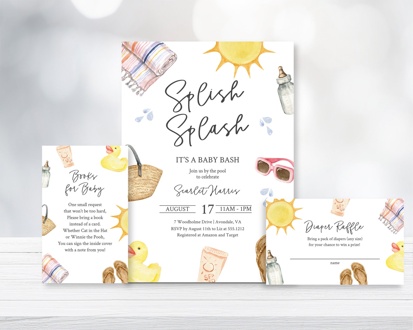 Baby Shower by the Pool Invitation Template | Instant Download ...
