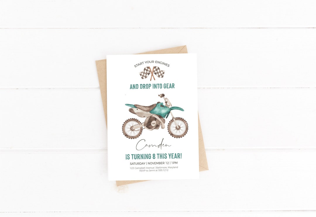 Motor Bike Birthday Party Invitation | Editable Boy Dirt Bike Birthday ...