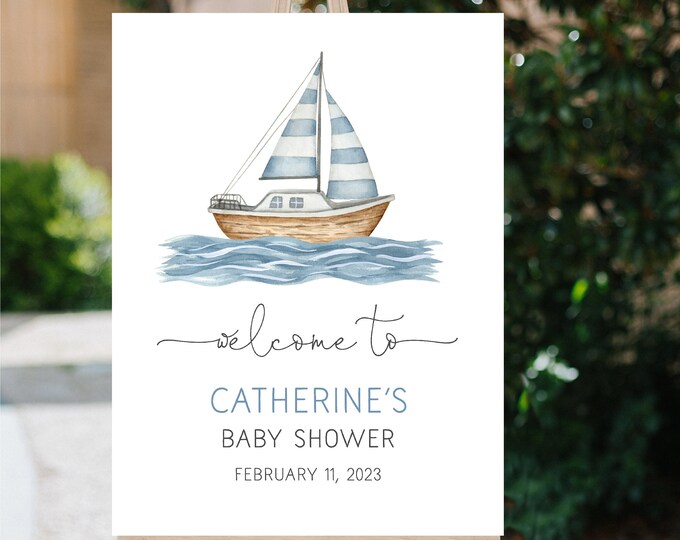 Navy Blue Baby Shower Welcome Sign Printable Personalized Welcome Sign ...