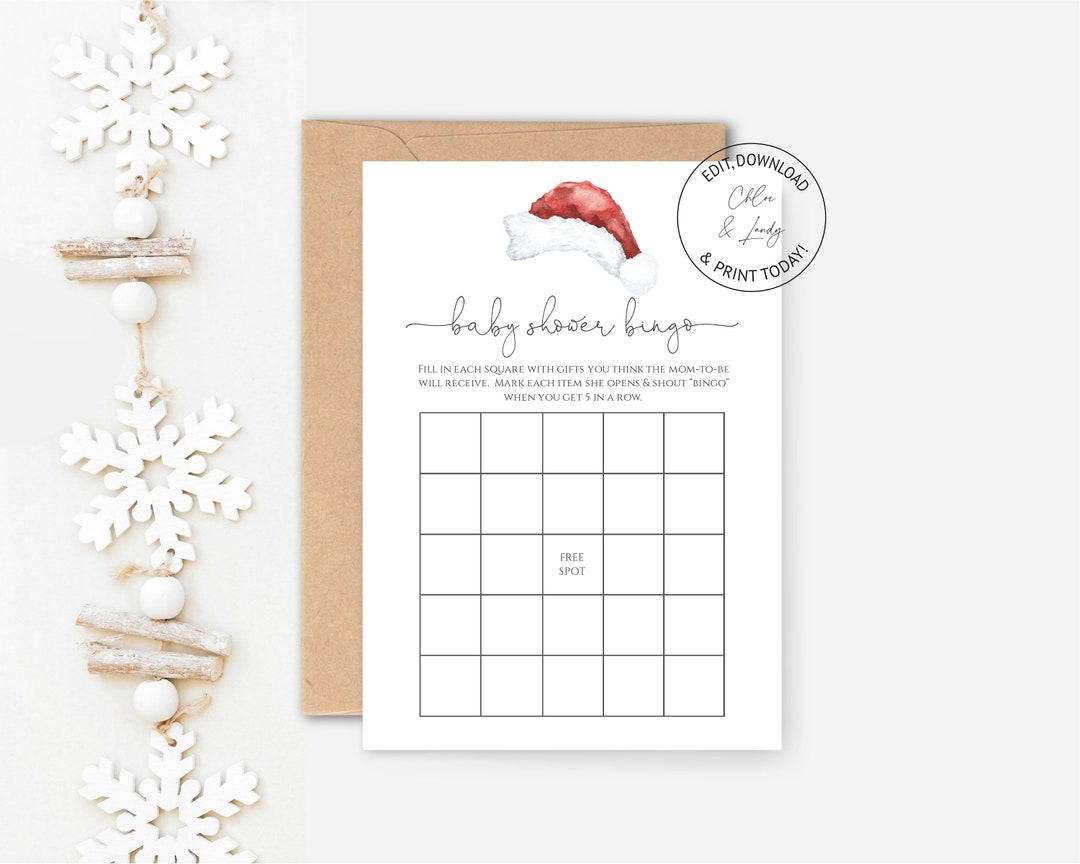 Santa Baby Bingo Shower Game | Christmas Baby Shower Game | Santa Baby ...