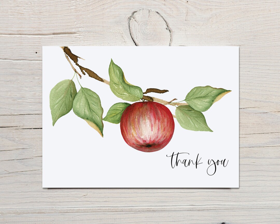 Apple Thank You Card Template | Editable Apple Baby Shower Thank You ...