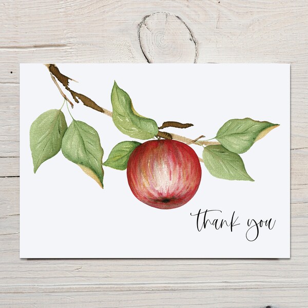 Apple Thank You Card - Etsy