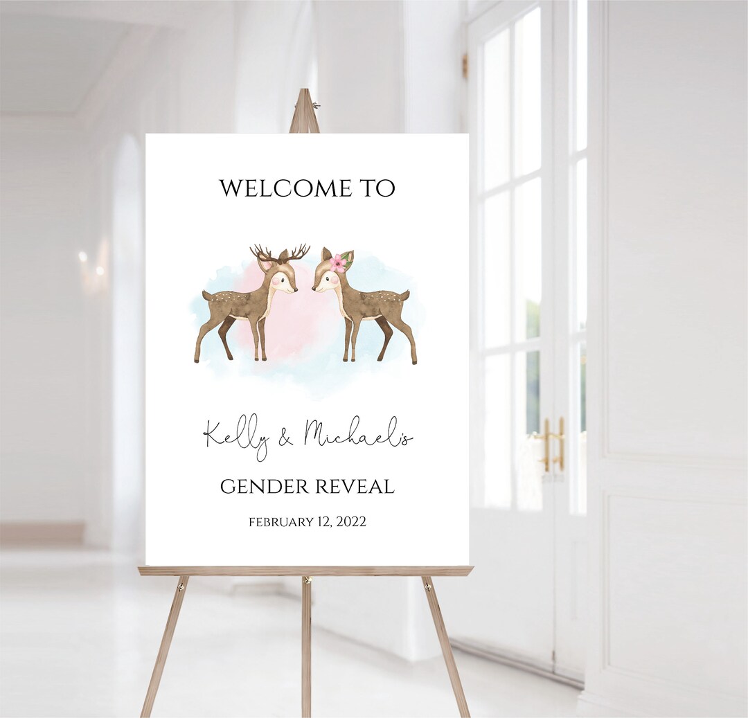 Gender Reveal Party Welcome Sign Instant Download | Blue or Pink Gender ...