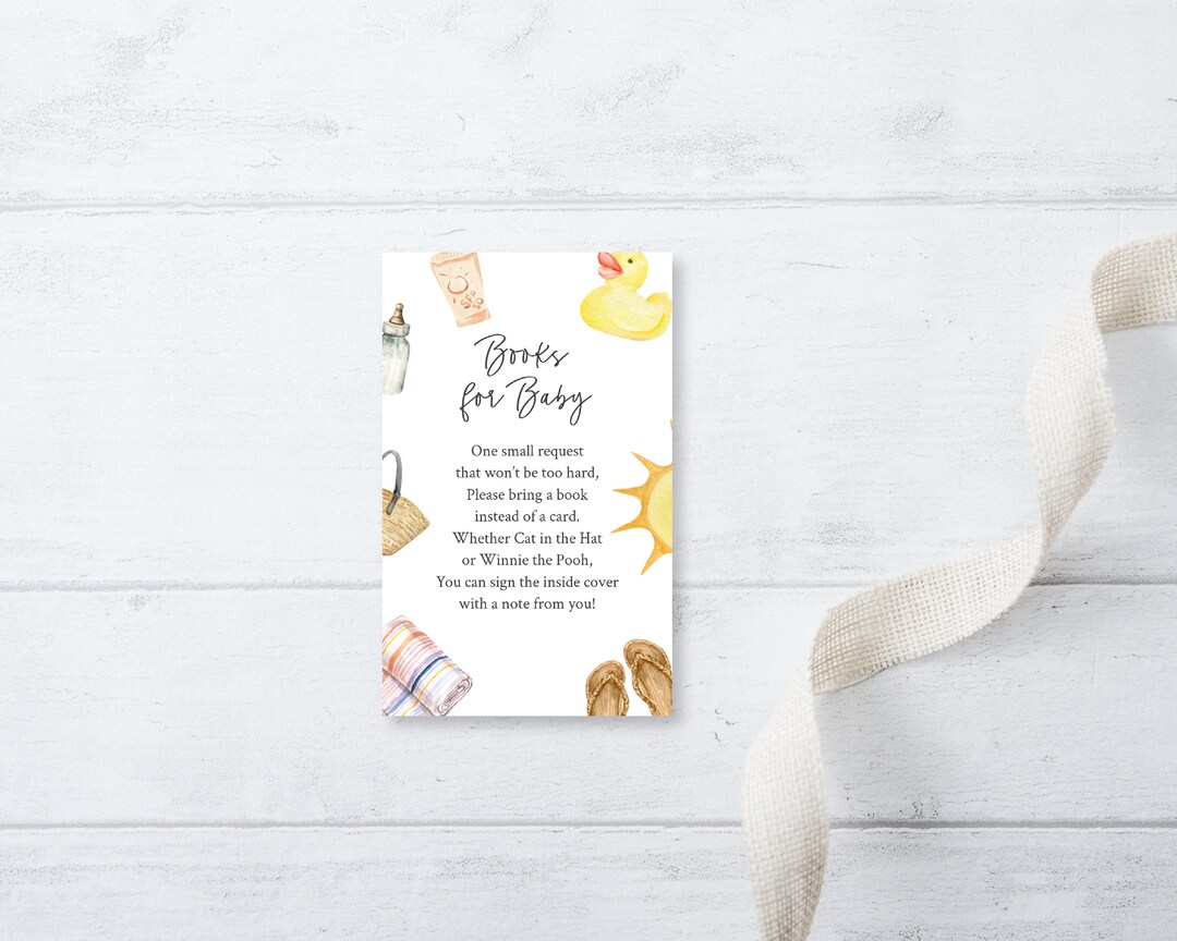 Poolside Baby Shower Books for Baby Template | Printable Pool Party ...