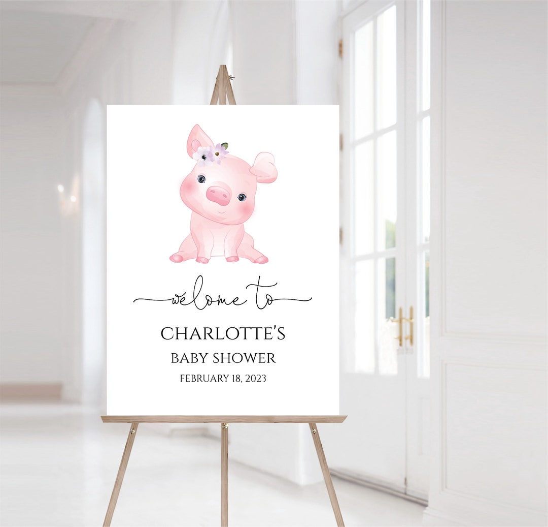 Pig Baby Shower Welcome Sign | Pink Pig Party Sign | Girl Pigbirthday ...