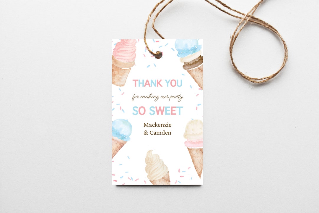Ice Cream Birthday Party Favor Tag for Siblings | Here's the Scoop ...