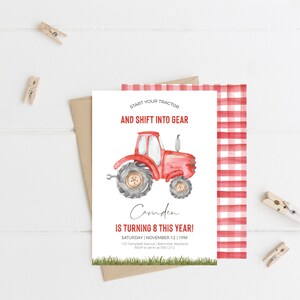 Red Tractor Birthday Party Invitation, Editable Boy 1st Birthday Farm ...