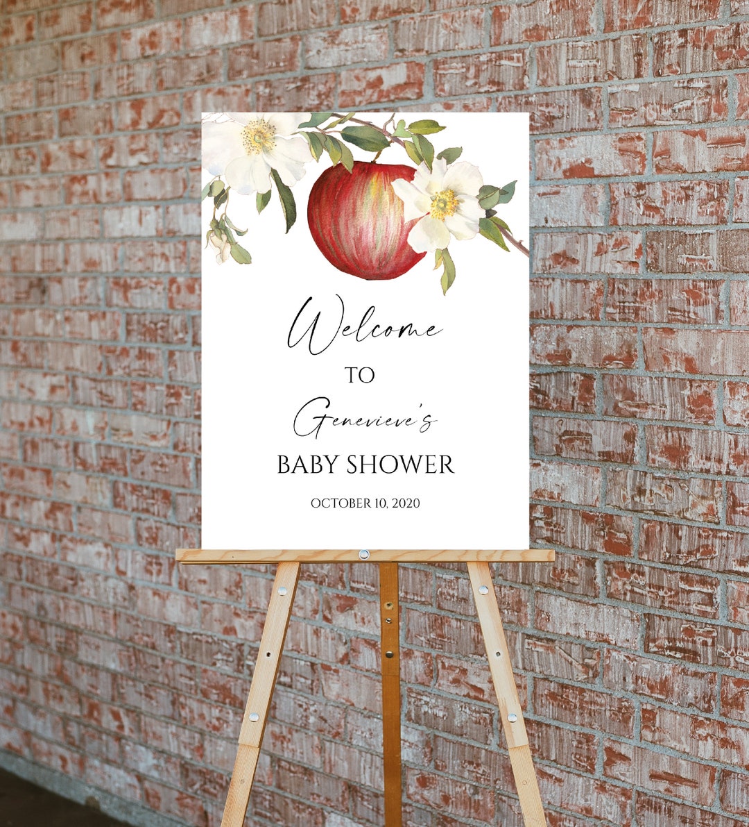 Red Apple Baby Shower Welcome Sign | Apple of My Eye Baby Shower Sign ...