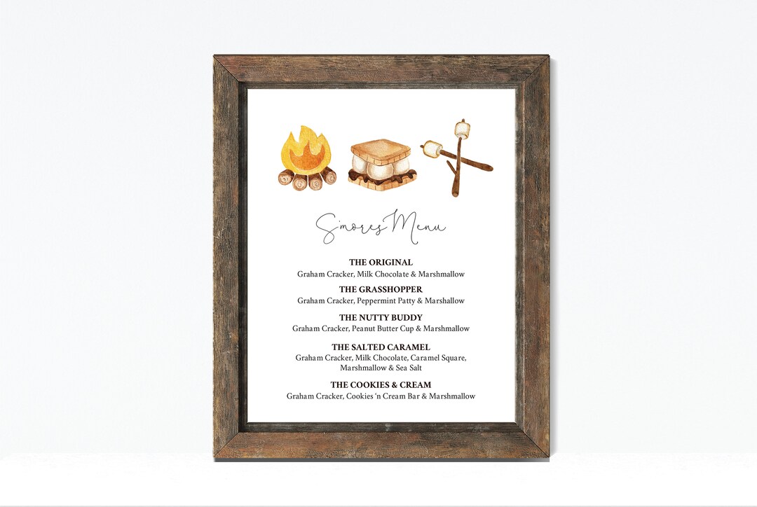 S'mores Menu Printable Smores Bar Sign Editable Smores Bar Template ...