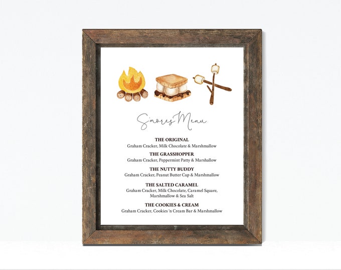S'mores Menu | Printable Smores Bar Sign | Editable Smores Bar Template ...