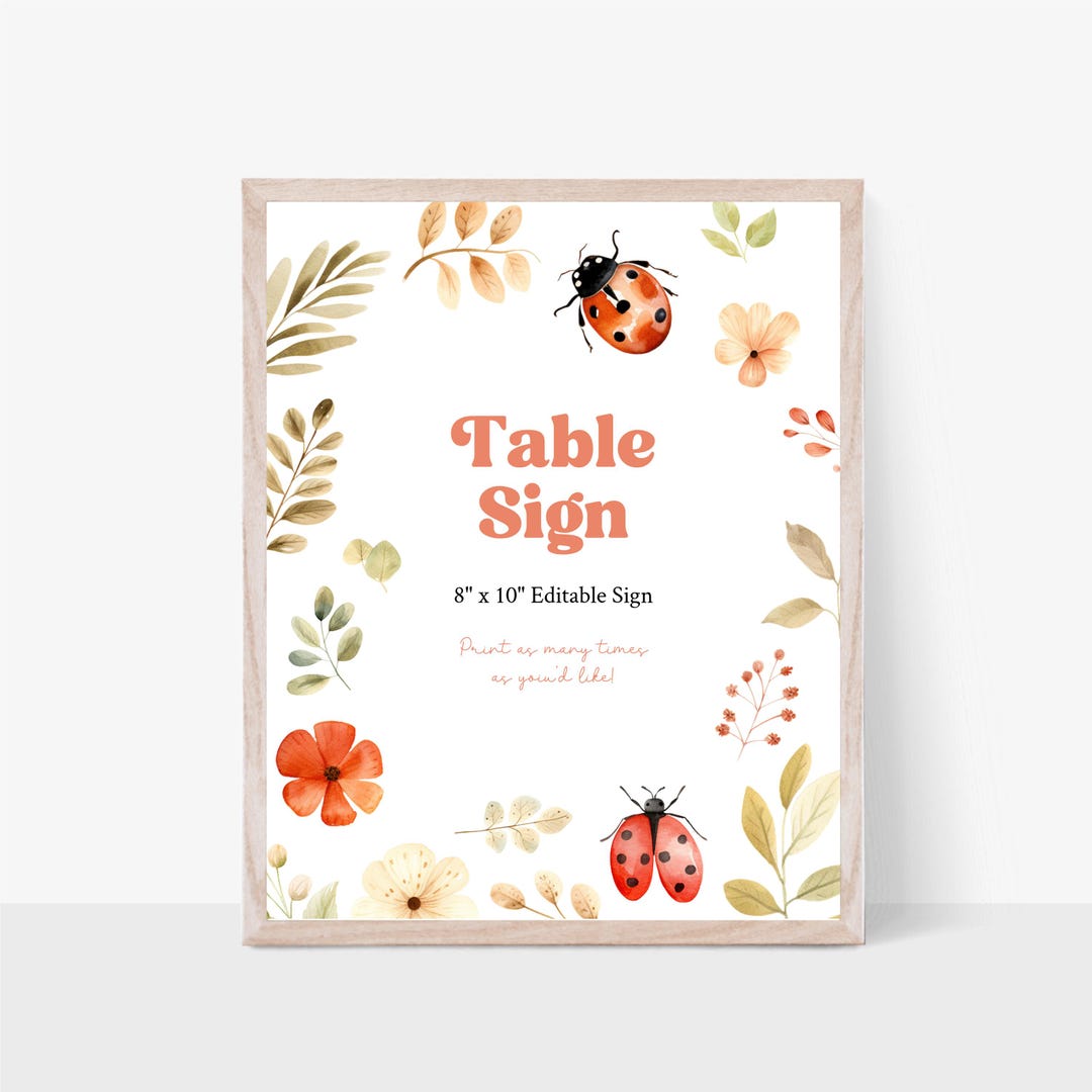 Editable Lady Bug Birthday Party Table Sign | Printable Ladybug Sign ...