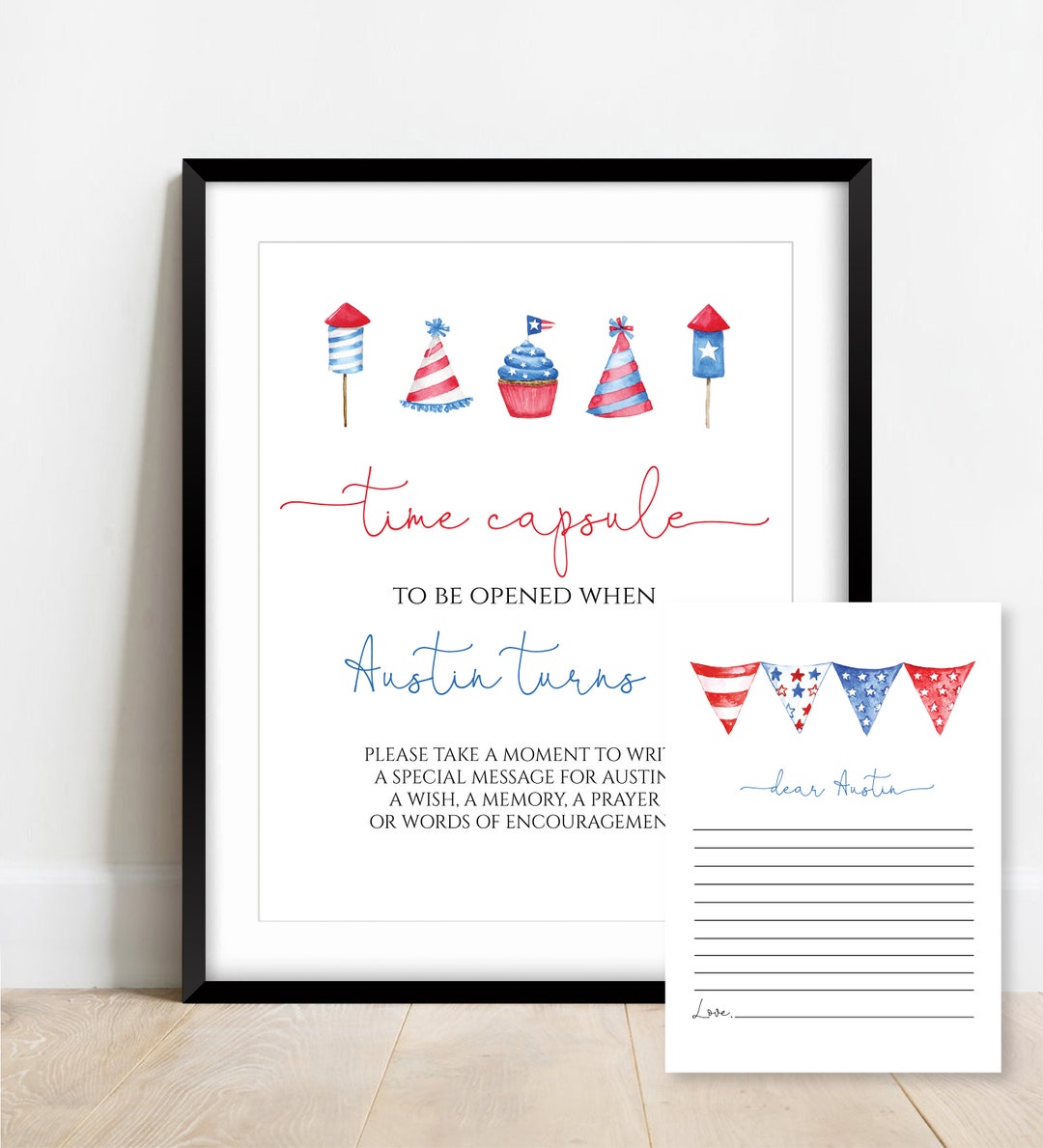Fourth of July Time Capsule | Printable First Birthday Sign | Templett ...