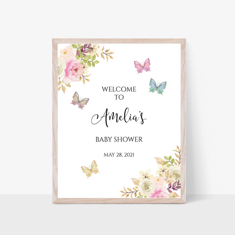 Butterfly Baby Shower Welcome Sign Butterflies Party Sign - Etsy