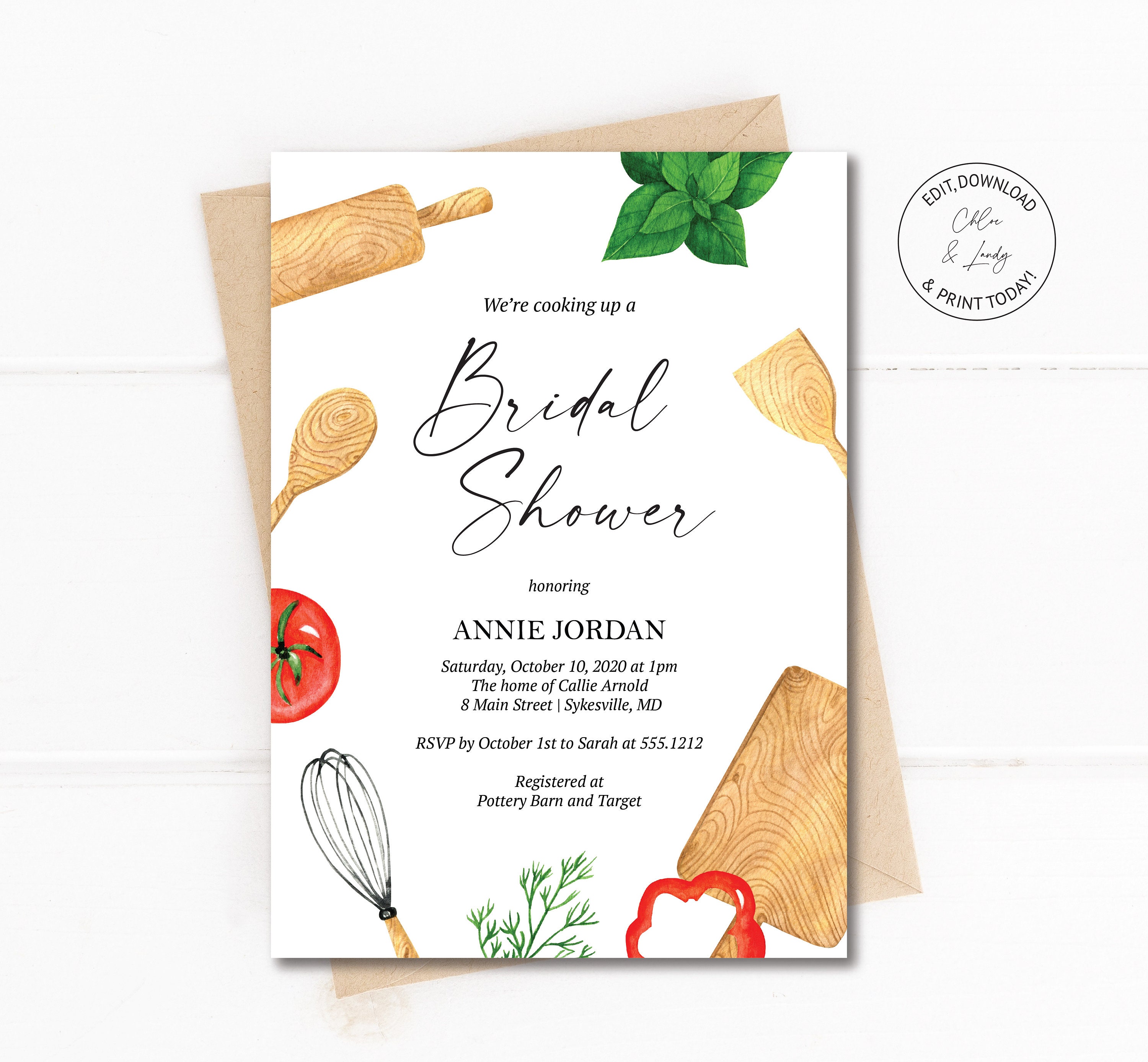 Kitchen Shower Invitation | Stock the Kitchen Invitation | Cooking ...