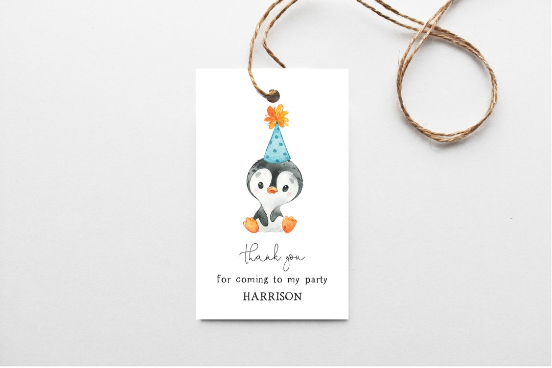 Penguin Favor Tag | Boy Birthday Party Thank You Tag | Printable ...
