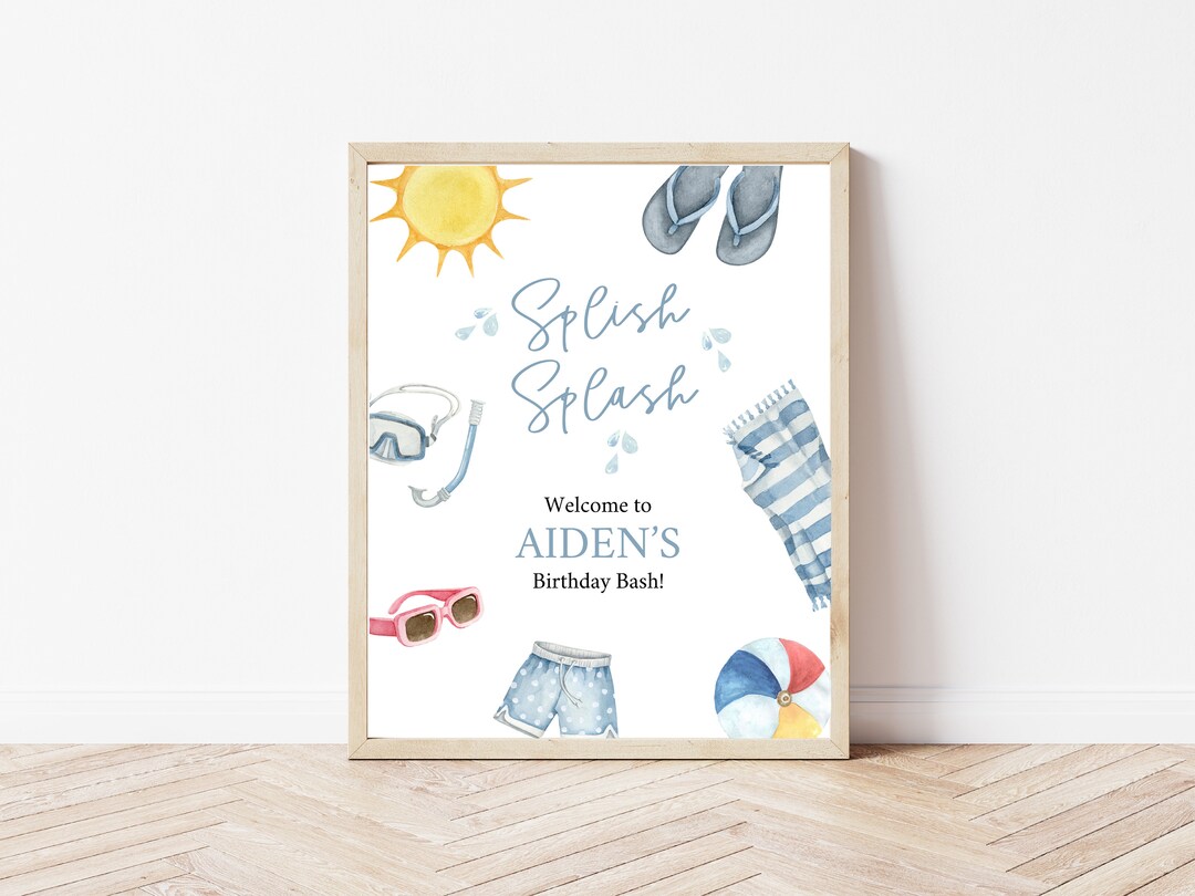 Pool Party Welcome Sign Template | Swimming Party Welcome Sign ...