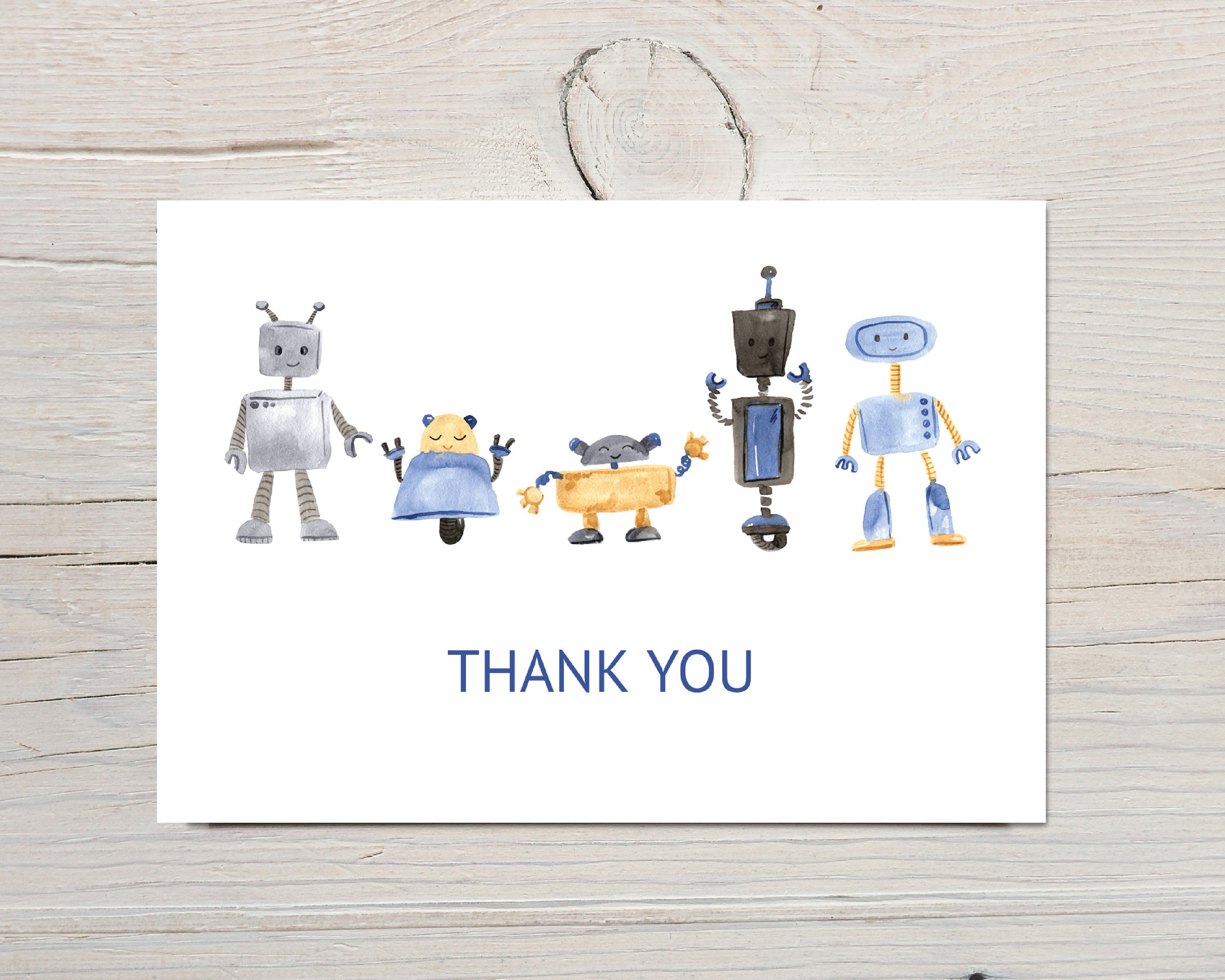Editable Robot Thank You Card | Printable Robot Thank You Notecard ...