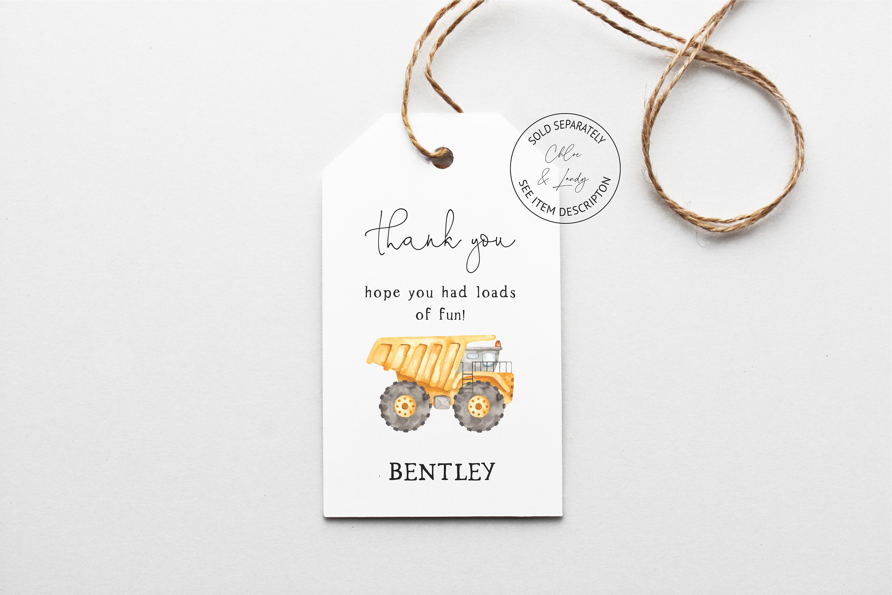 Construction Thank You Card Editable Thank You Notecard - Etsy