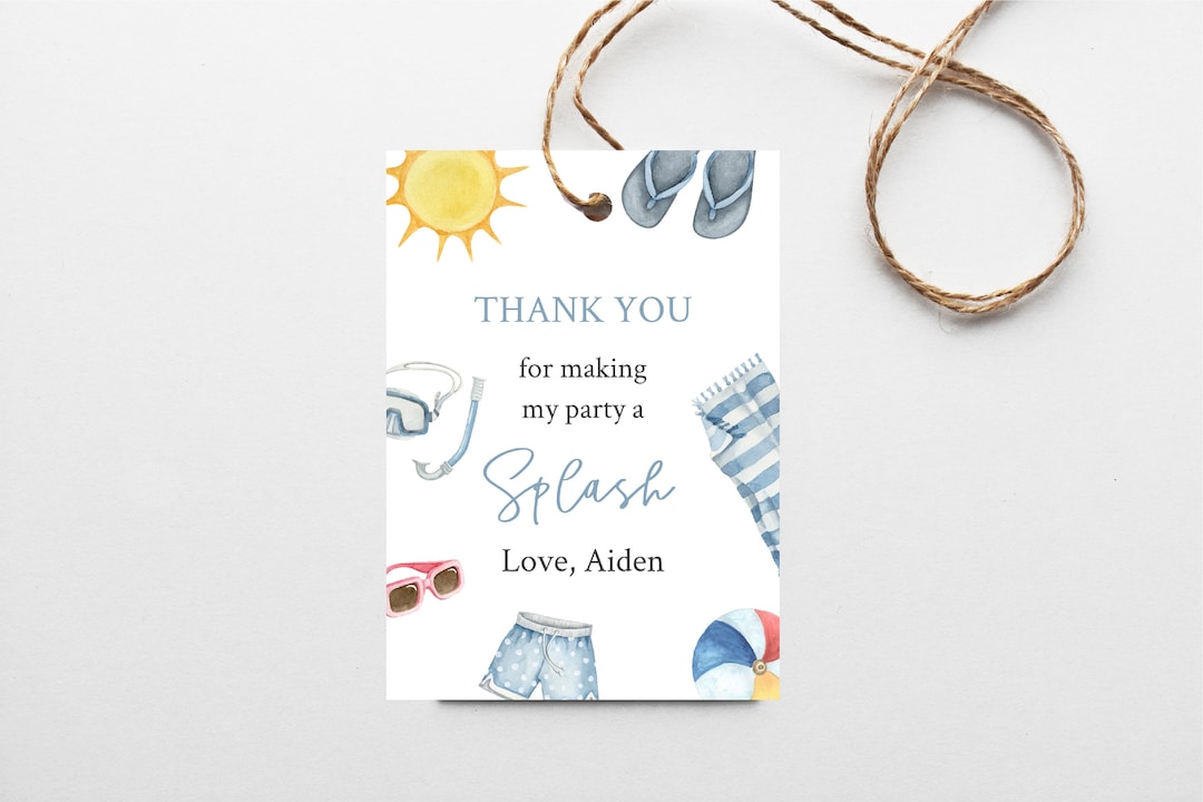 Pool Party Favor Tag Template | Swimming Party Favor Tag | Instant ...