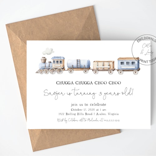 Editable Train Birthday Invitation Vintage Train Party Train - Etsy