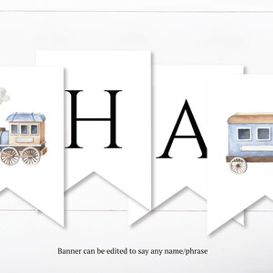EDITABLE Train Birthday Party Banner | Printable Train Banner | Blue ...