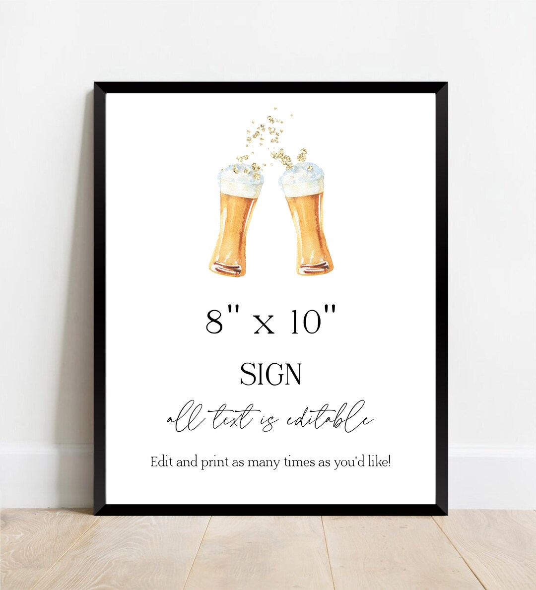 Editable Beer Table Sign | Beer Cards and Gifts Sign | Beer Bar Sign ...