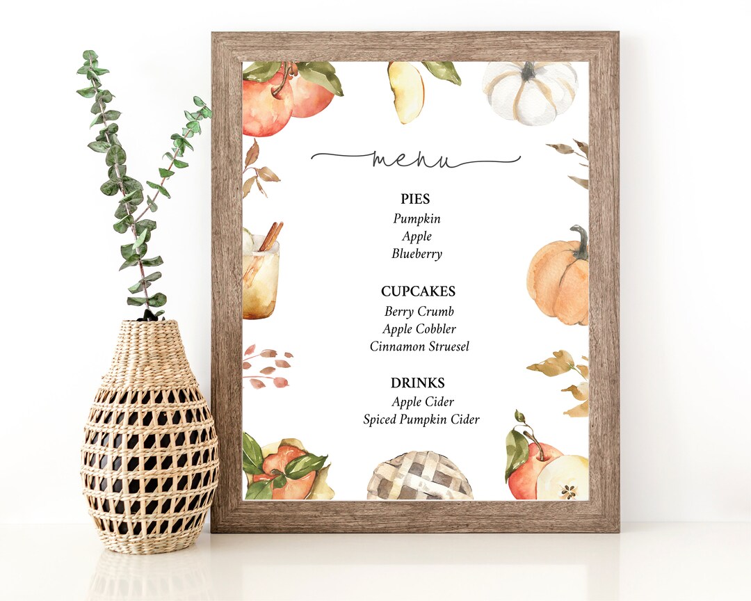 Fall Desserts Menu | Printable Menu | Editable Dessert Bar Template ...