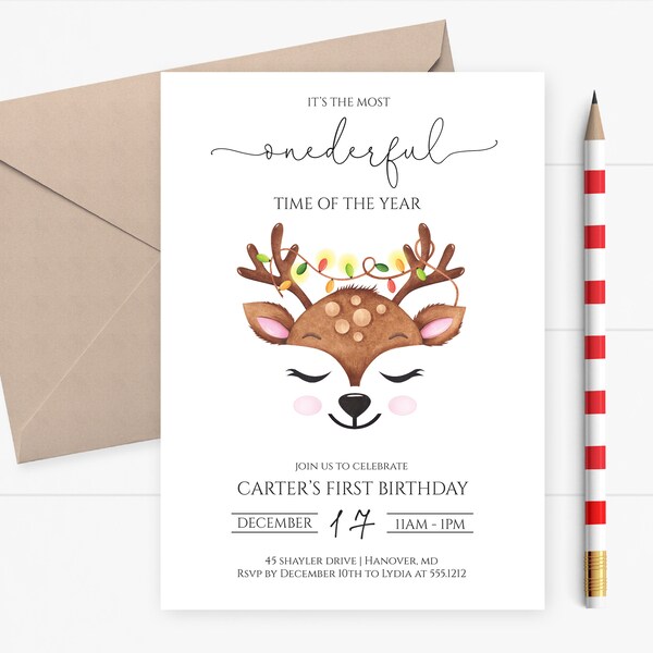 Reindeer Party Invitation - Etsy