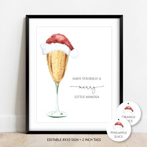 Santa Hat Mimosa Bar Sign | Chrismas Brunch Mimosa Barsign | Printable ...