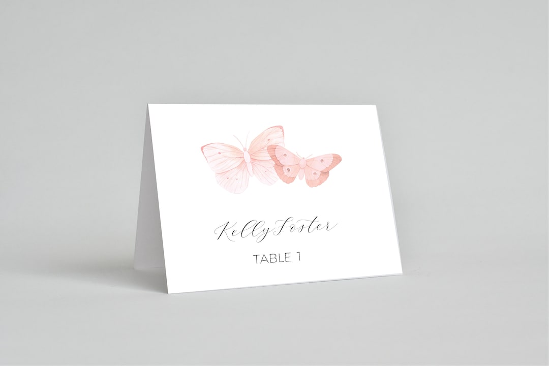 Butterfly Name Place Cards | Butterfly Tented Food Cards | Pink ...