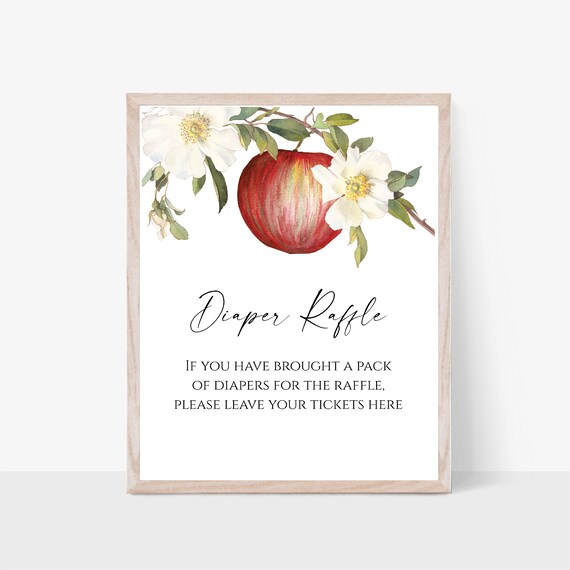 Apple Diaper Raffle Sign Baby Shower Game Instant Download - Etsy