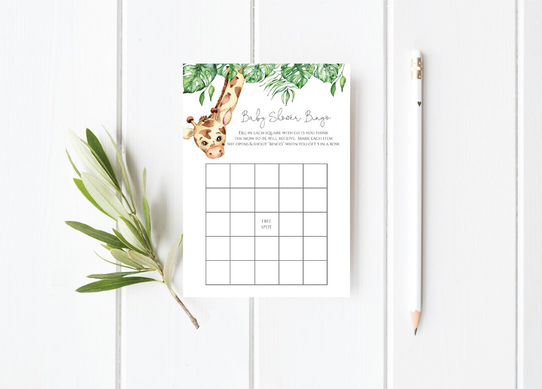 Giraffe Bingo Shower Game | Jungle Baby Shower Game | Safari Baby ...