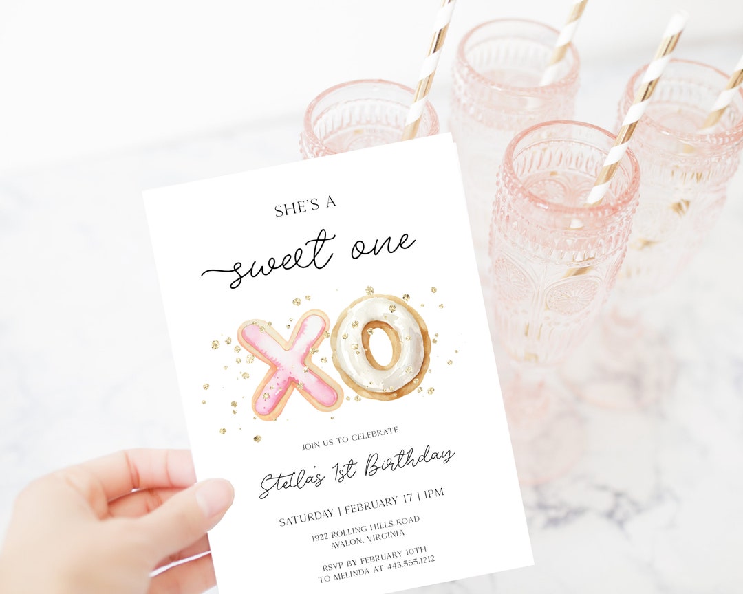 EDITABLE Sweet One Birthday Invite for Girl, First Birthday Invitation ...
