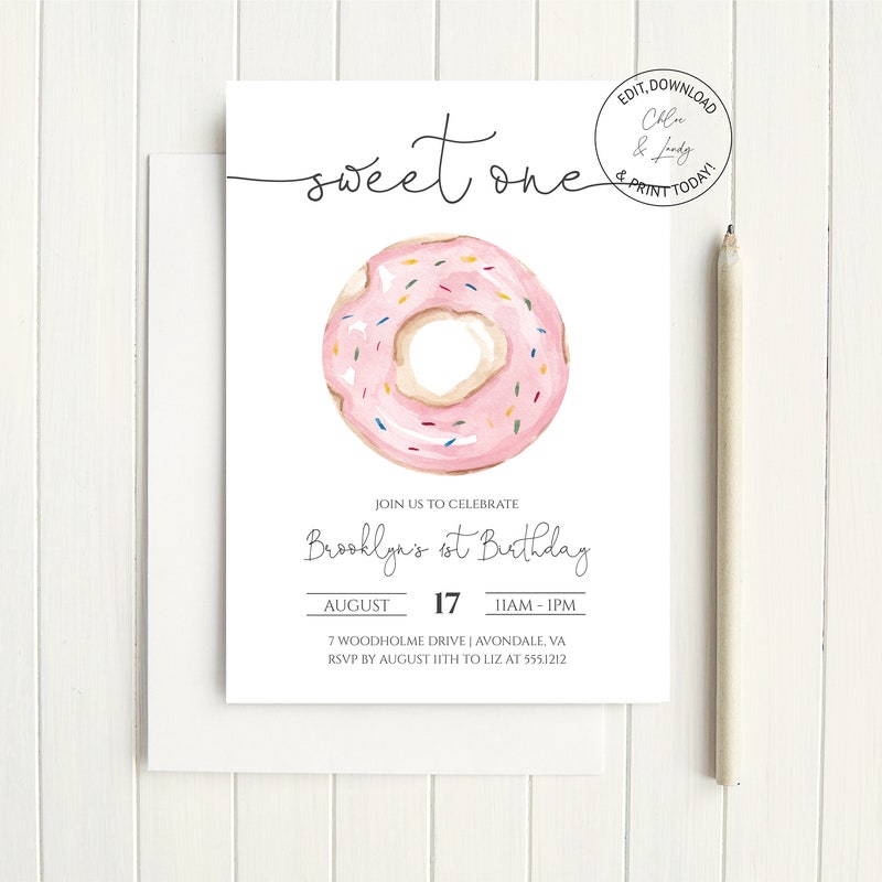 Donut First Birthday Invitation - Etsy