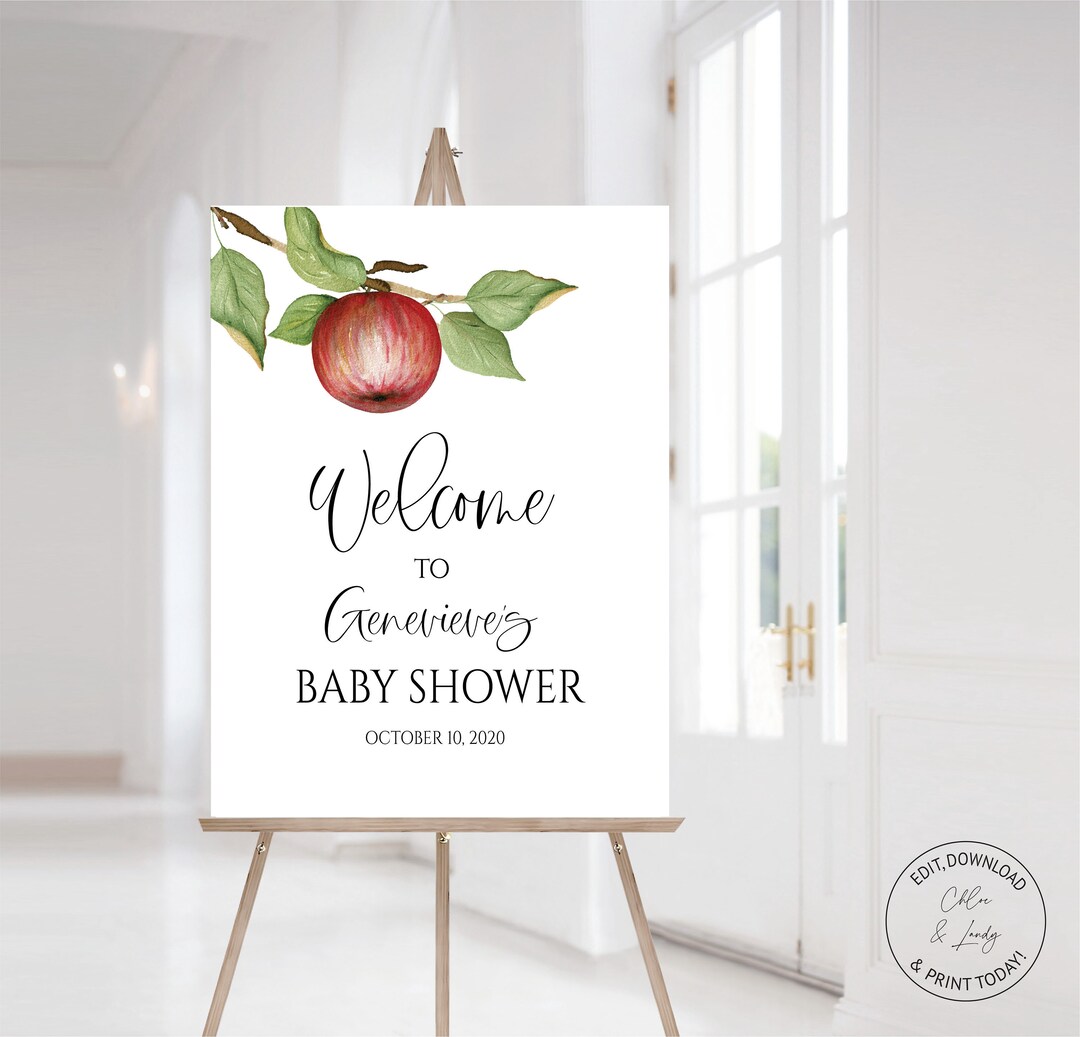 Apple Baby Shower Welcome Sign | Apple Party Sign | Printable Baby ...