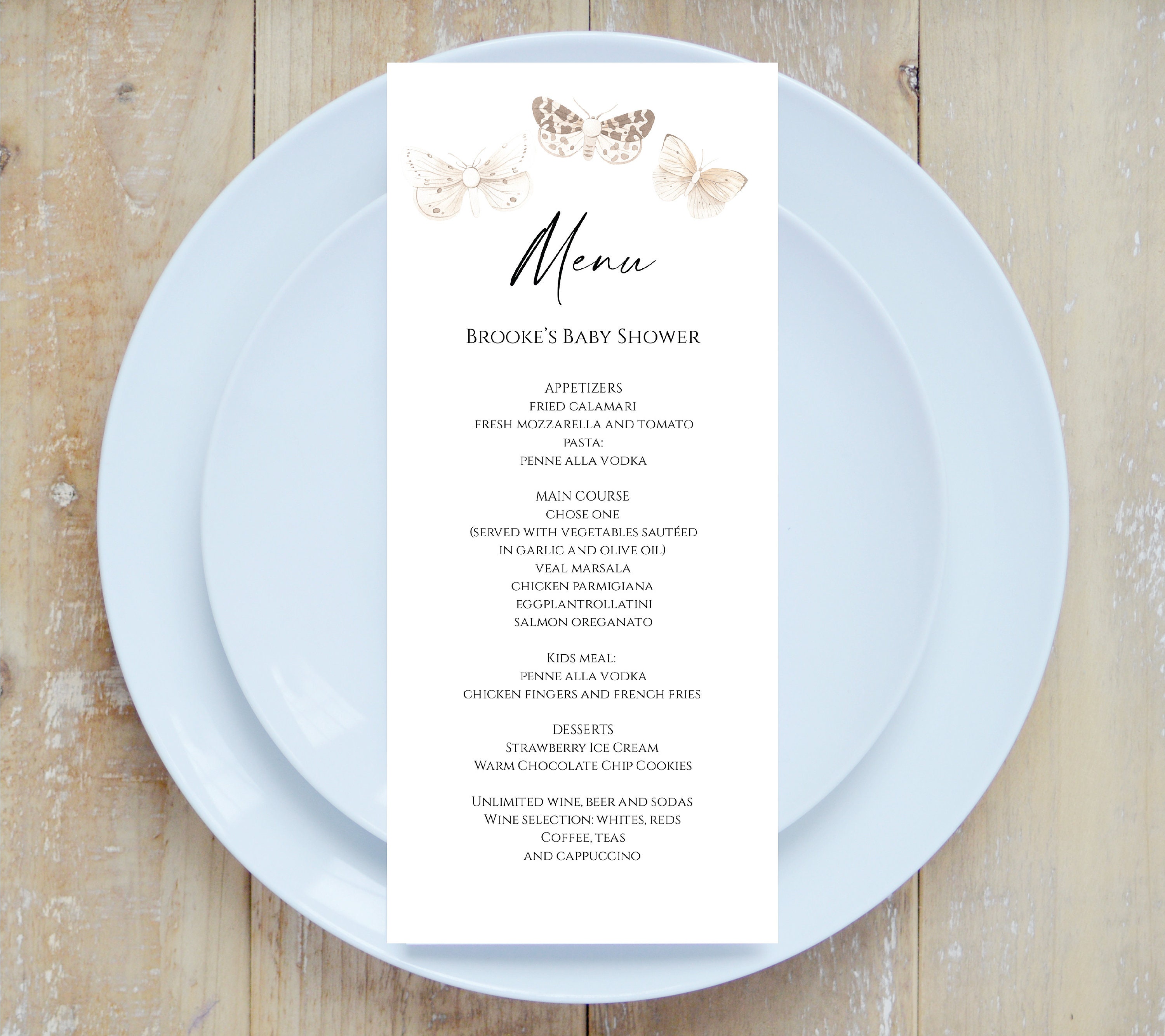 Editable Butterfly Menu Gender Neutral Baby Shower Menu | Etsy