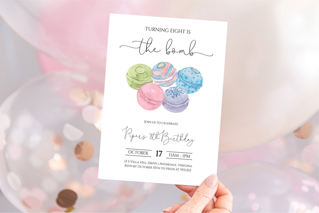 Bath Bomb Birthday Party Invitation | Girl Bath Bomb Birthday Party ...