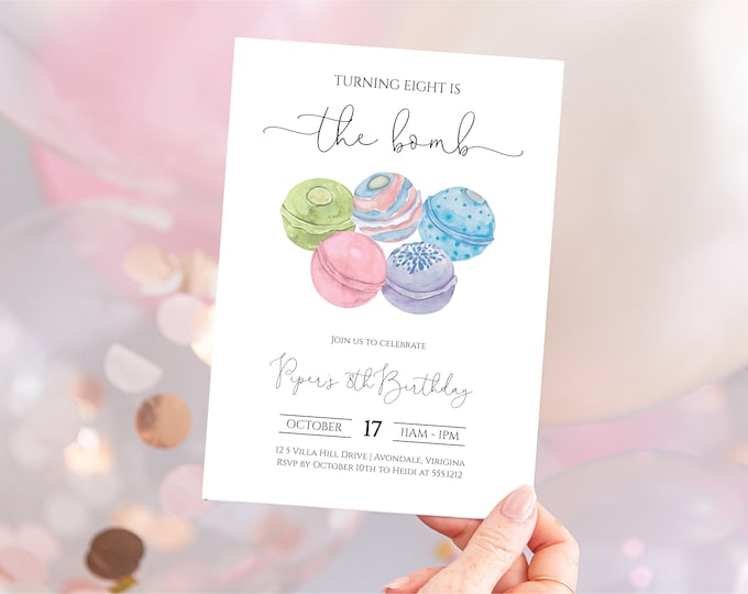 Bath Bomb Birthday Party Invitation Girl Bath Bomb Birthday - Etsy