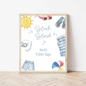 Pool Party Table Sign Template Swimming Party Small Sign Instant ...