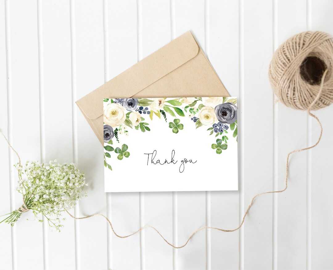 Blue Shamrock Thank You Card | Pink St Patricks Day Thank You Card ...