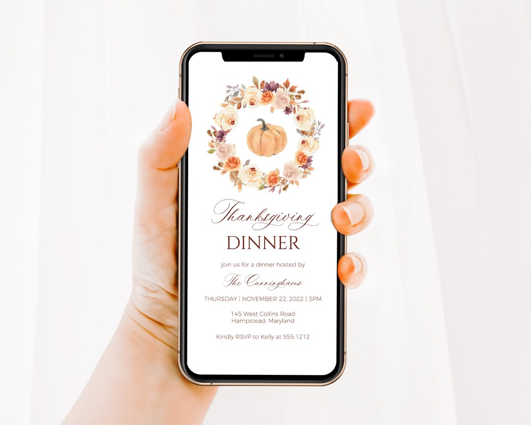 Editable Thanksgiving Dinner Evite, Thanksgiving SMS Invite, Instant ...