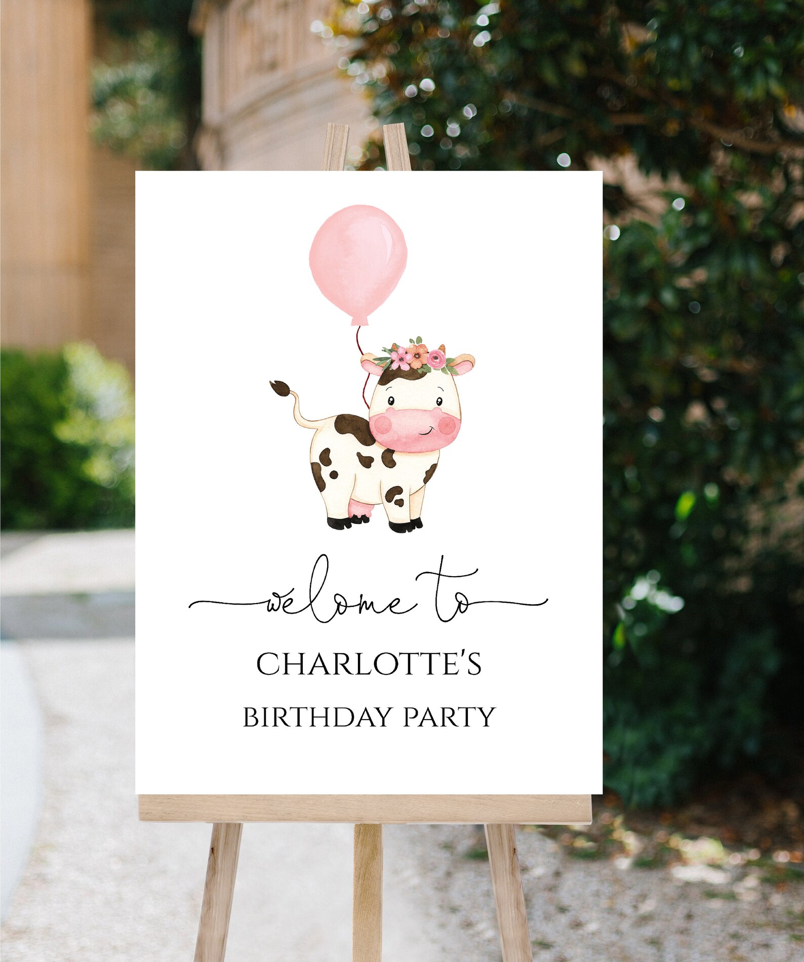 Cow Birthday Party Welcome Sign Pink Cow Party Sign Girl - Etsy