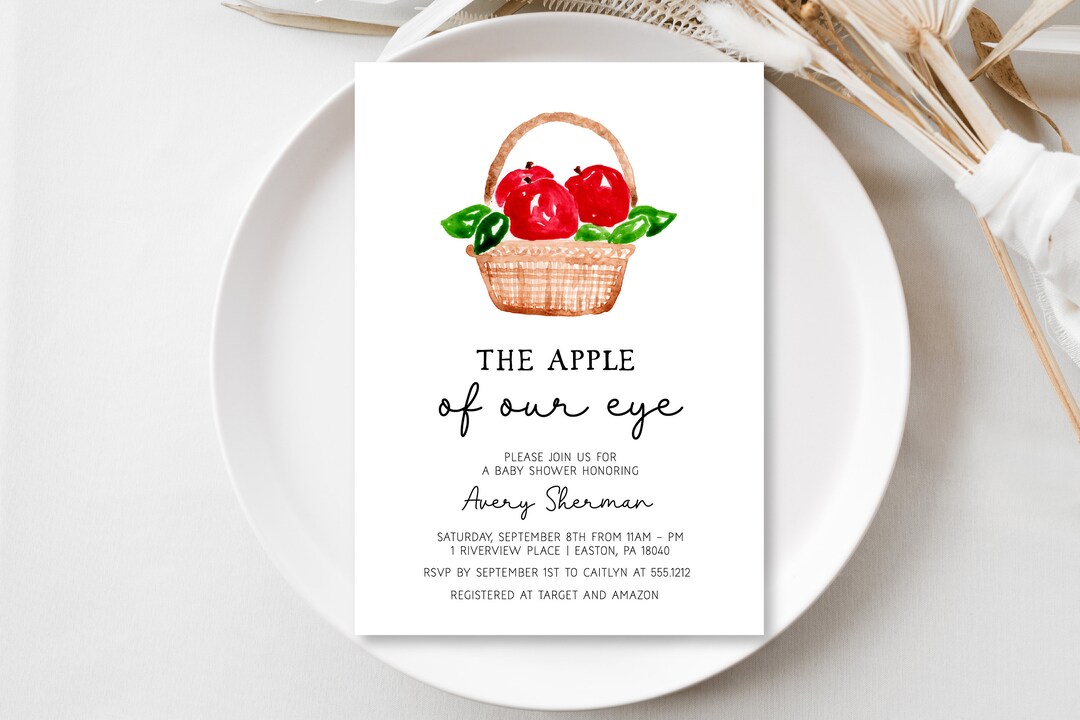 Apple Baby Shower Invitation | Apple of My Eye Baby Shower Invitation ...