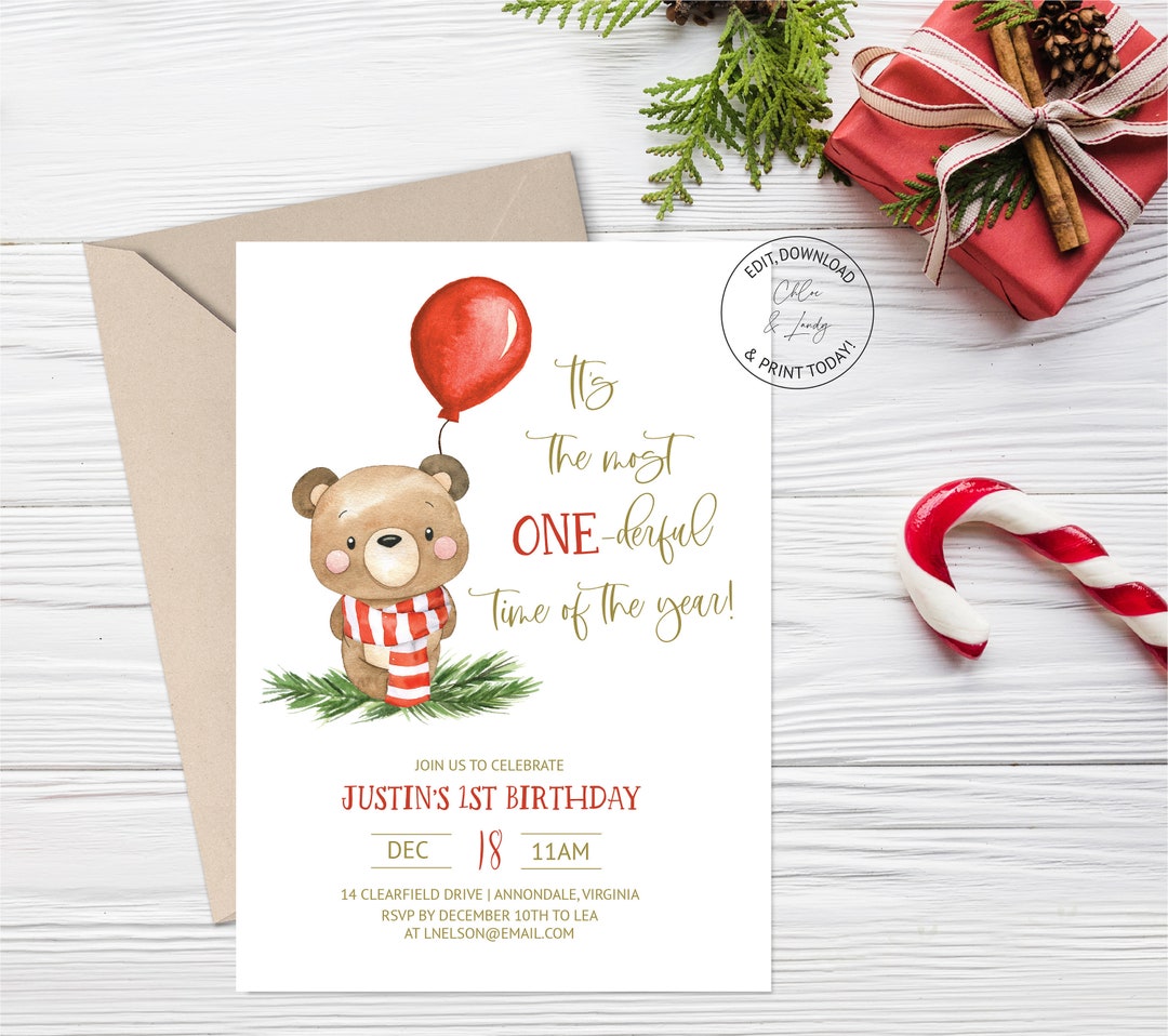 One-derful First Birthday Party Invitation | Winter First Birthday ...