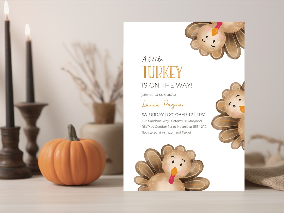 Little Turkey Baby Shower Invitation | A Little Turkey is on the Way ...