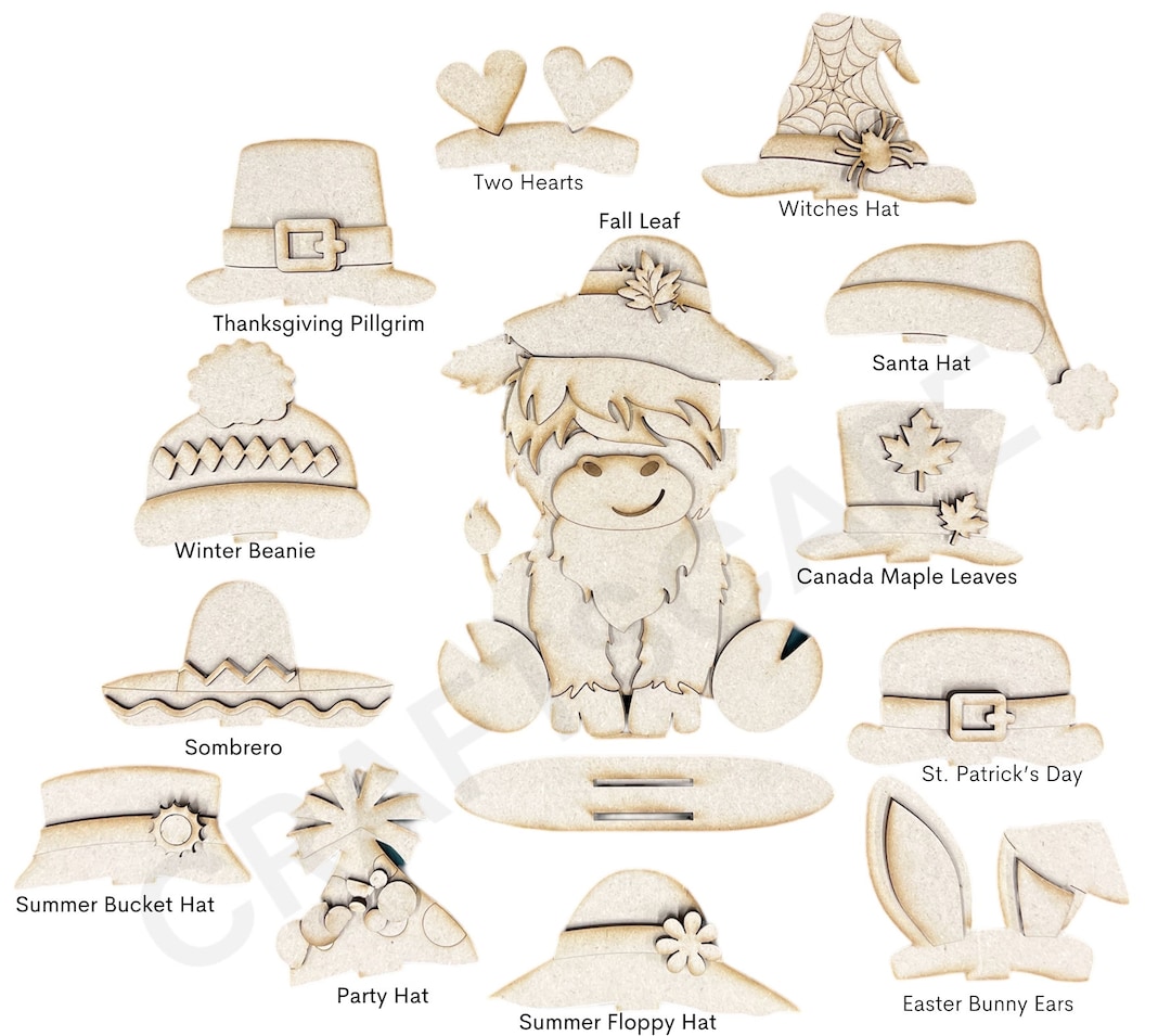 HAT Inserts (ONLY) for the Mini Interchangeable Highland Cow - Etsy