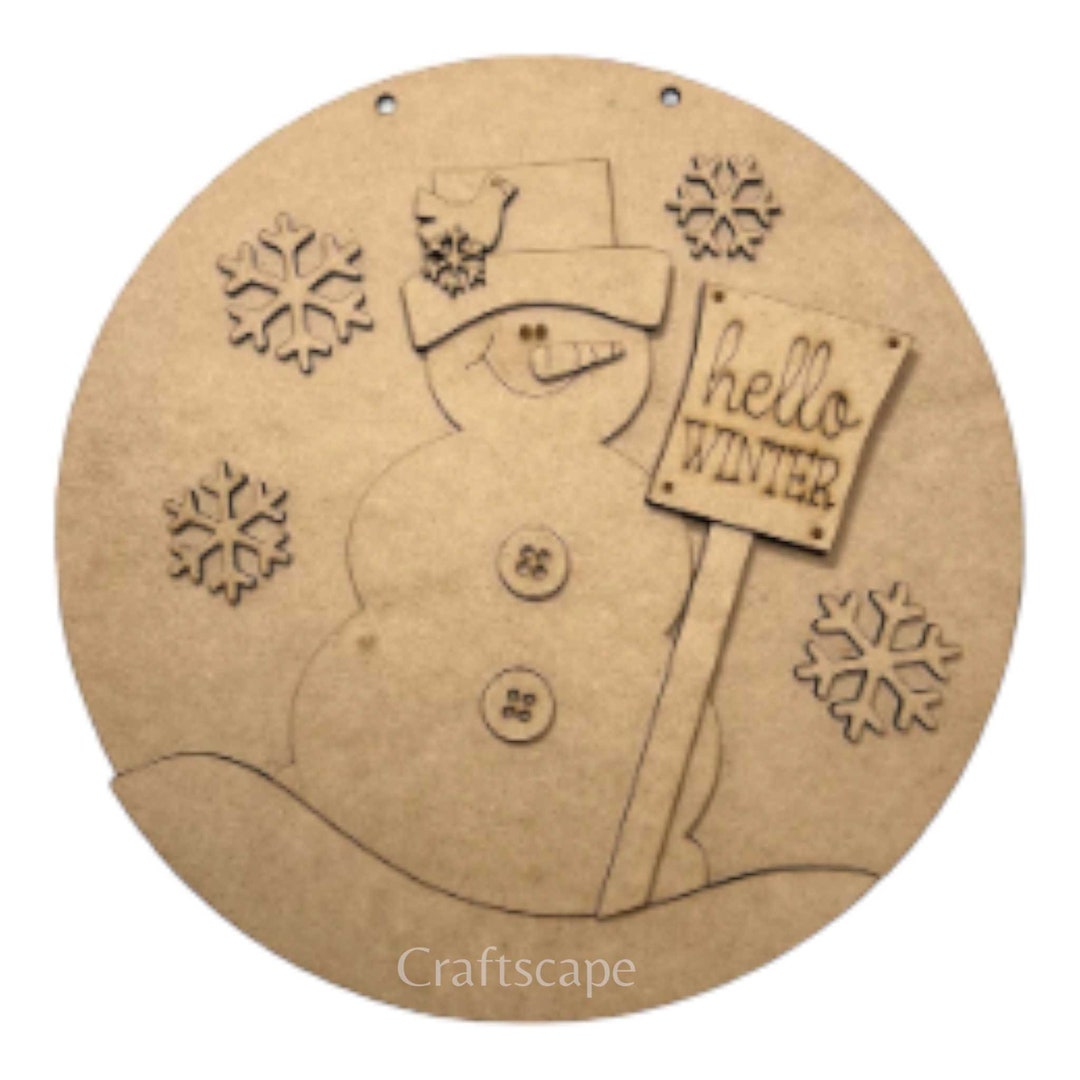 Hello Winter Snowman Round Sign/door Hanger - Etsy