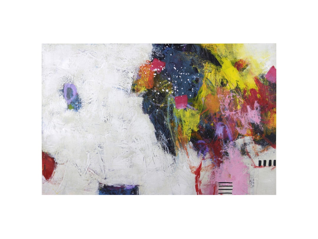 Happy Birthday!-modern Floral Abstract Art on Paper, Original Acrylic ...
