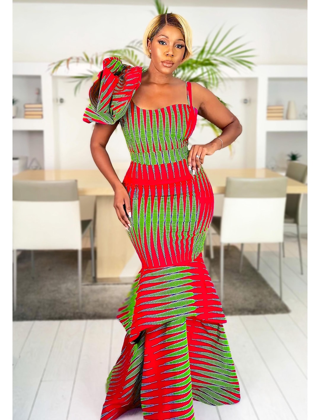 African Print Dress Tele, African Print Wedding Dress, African Mermaid ...